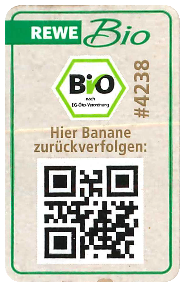 Aufkleber Rewe Bio #4238 Bio nach EG-Öko-Verordnung Hier Banane ...